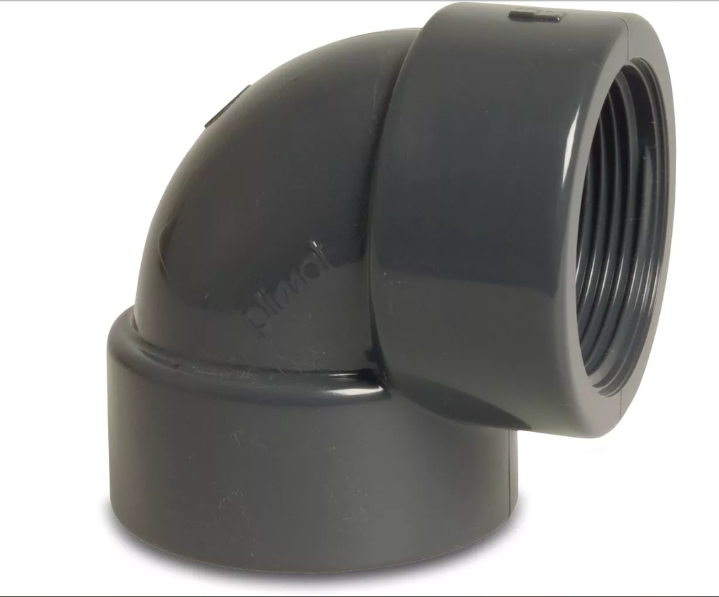 PVC Knie 90 graden – 50mm lijm x 1,5” binnendraad - 10 bar (PN10) | PoolPlaza